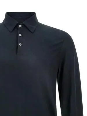 ZANONE Buttoned Long-sleeve Polo Shirt - Blue