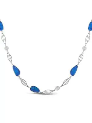 LB EXCLUSIVE Diamond And Opal Necklace - Silver