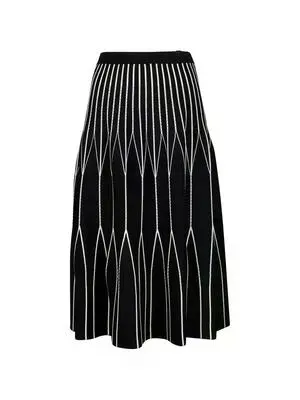 Elisabetta Franchi Two-tone Knit Pleated Skirt - Black