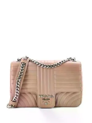 Prada Chain Flap Diagramme Quilted Leather Large Shoulder Bag - Neutrals
