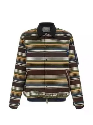 Sacai Striped Bomber Jacket - Brown