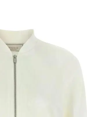 Peserico Punto Luce Ribbed Knit Zip Sweatshirt - White