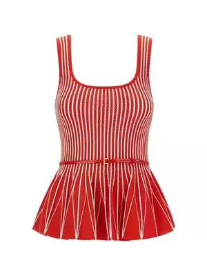 Elisabetta Franchi Striped Pleated Top - Red