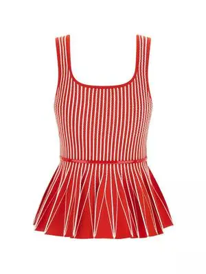 Elisabetta Franchi Striped Pleated Top - Red