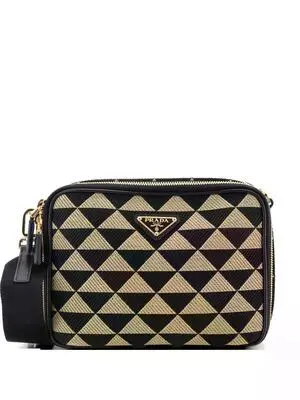 Prada Symbole Zip Around Jacquard Crossbody Bag