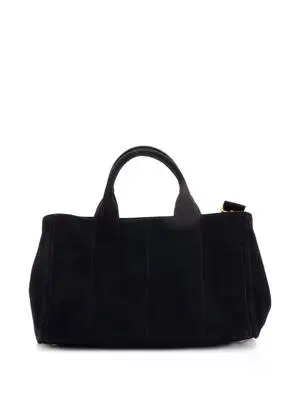 Prada Canapa Convertible Canvas Medium Tote Bag - Black