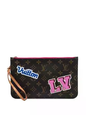 LOUIS VUITTON 2018 Monogram Patches Neverfull Mm Pouch - Brown
