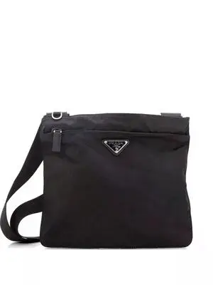 Prada Flat Messenger Crossbody Bag - Black