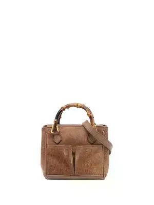 Gucci 20th Century Mini Suede Bamboo Satchel