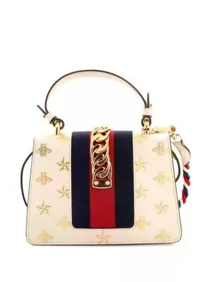 Gucci Sylvie Top Handle Mini Shoulder Bag Printed Leather