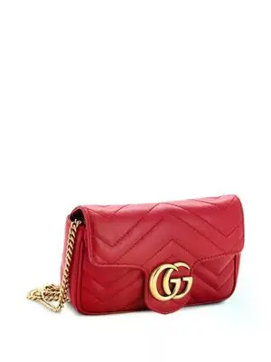 Gucci Gg Marmont Flap Super Mini Crossbody Bag Matelasse Leather - Red