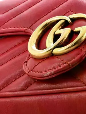 Gucci Gg Marmont Flap Super Mini Crossbody Bag Matelasse Leather - Red