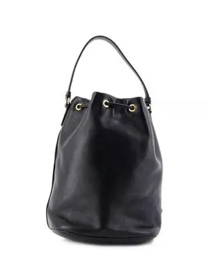 Prada Logo Drawstring Glace Calf Small Bucket Bag