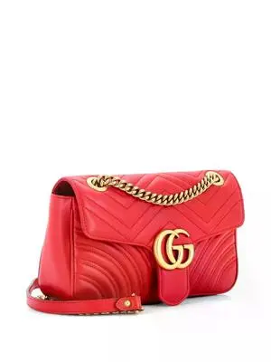 Gucci Gg Marmont Flap Bag Matelasse Leather Small - Red