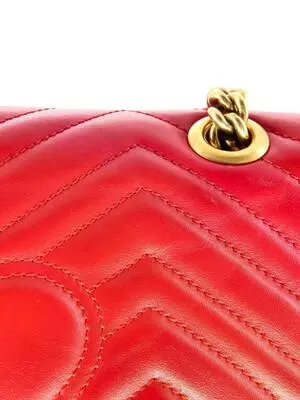 Gucci Gg Marmont Flap Bag Matelasse Leather Small - Red