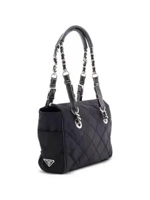 Prada Convertible Chain Tote Quilted Tessuto Medium