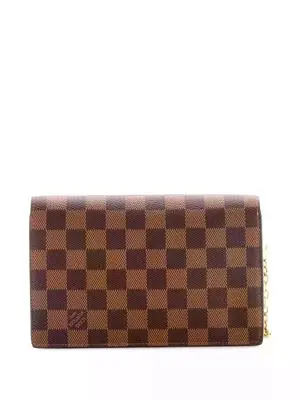 LOUIS VUITTON Vavin Chain Wallet Nm Damier With Leather Crossbody Bag - Brown