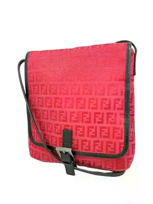 Fendi 2000-2010 Zucchino Canvas Crossbody Bag - Red