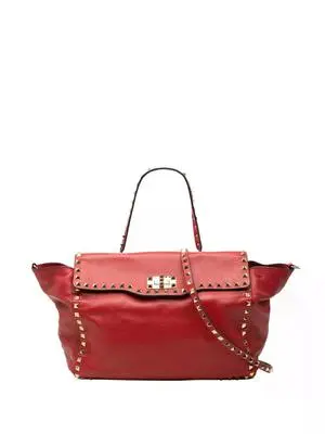 Valentino Garavani 2000-2025 Medium Leather Rockstud Trapeze Flap Satchel