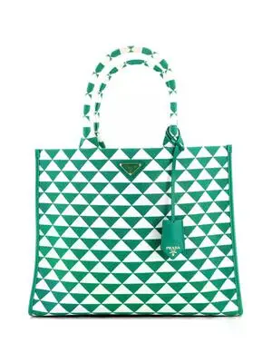 Prada Symbole Shopper Large Tote Bag Jacquard - Green