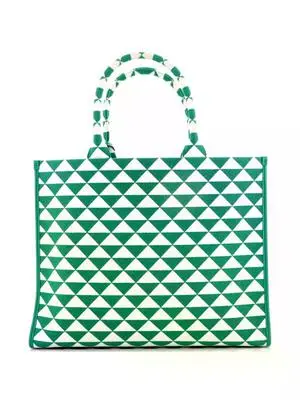 Prada Symbole Shopper Large Tote Bag Jacquard - Green