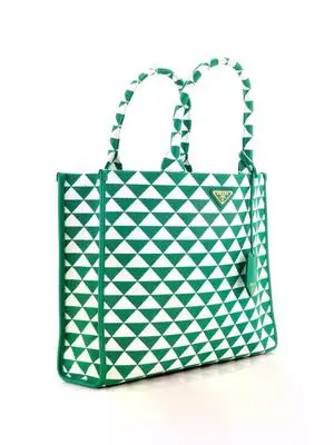 Prada Symbole Shopper Large Tote Bag Jacquard - Green