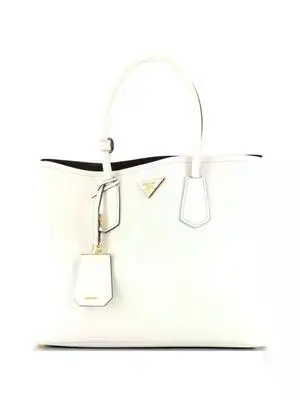 Prada Cuir Double Saffiano Leather Medium Tote Bag - White