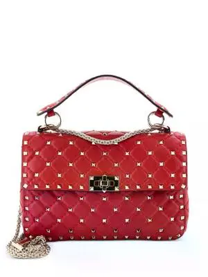 Valentino Garavani Rockstud Spike Flap Bag Quilted Leather Medium - Red