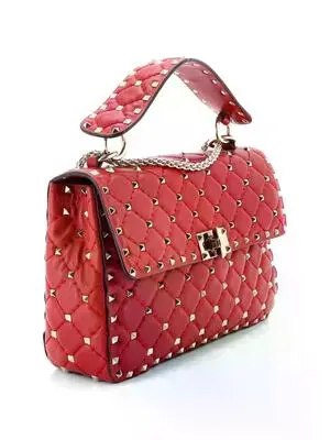 Valentino Garavani Rockstud Spike Flap Bag Quilted Leather Medium - Red