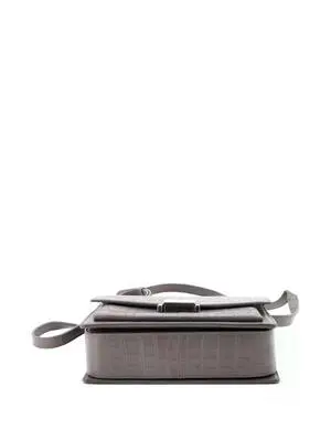 Saint Laurent Bellechasse Crocodile Embossed Leather Medium Satchel - Grey