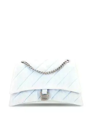 Balenciaga Crush Chain Flap Bag Quilted Denim Medium - Blue