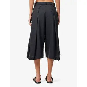 Sacai Pleated Wide-leg Cropped Trousers - Gray