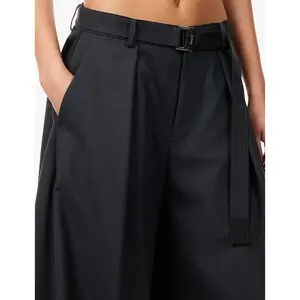 Sacai Pleated Wide-leg Cropped Trousers - Gray