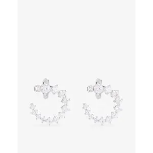 VIVIENNE WESTWOOD Lydia Brass And Crystal Hoop Earrings - Platinum / White Cz
