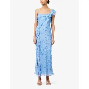 Rixo Ester Asymmetric Silk Maxi Dress