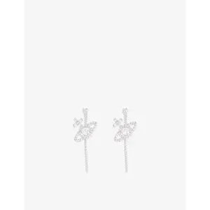 VIVIENNE WESTWOOD Olympia Brass And Crystal Hoop Earrings - Platinum / White Cz