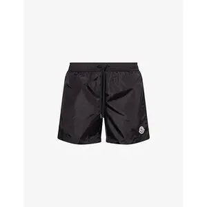 Moncler Brand-patch Drawstring Swim Shorts - Black