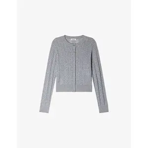 Sandro Pointelle Knitted Wool Cardigan