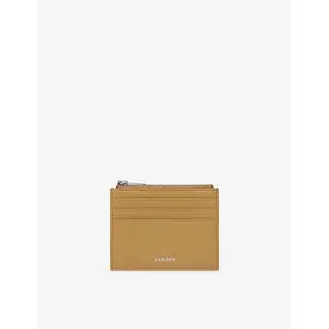 Sandro Zipped Logo-embossed Leather Cardholder - Natural