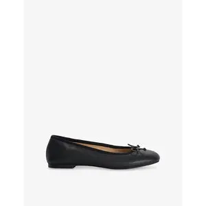 DUNE Helenne Leather Ballet Flats - Black Leather