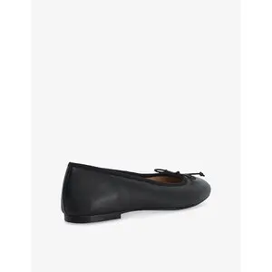 DUNE Helenne Leather Ballet Flats - Black Leather