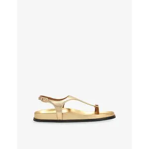 Kurt Geiger Rira Leather Sandals - Gold