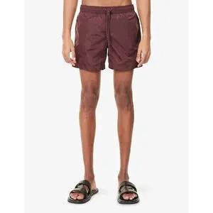 Moncler Brand-patch Drawstring Swim Shorts - Dark Red