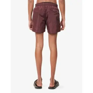 Moncler Brand-patch Drawstring Swim Shorts - Dark Red