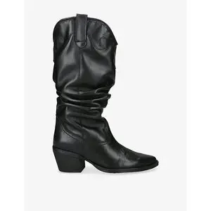 Steve Madden Stage Western Leather Boots - Black