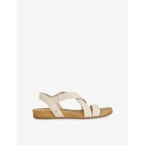 DUNE Landies Leather Flat Sandals - Ecru Nubuck