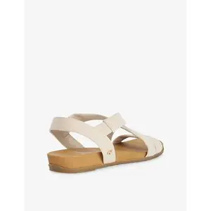 DUNE Landies Leather Flat Sandals - Ecru Nubuck