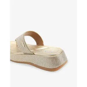Carvela Dorata Woven Rhinestone Embellished Flatform Sandals