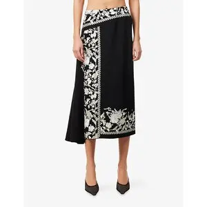 Erdem Drape Embroidered Midi Skirt