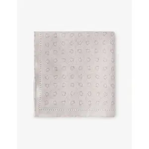 Eleventy Flower-print Wool And Cotton Pocket Square - Sabbia E Coriandolo